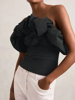 REISS Sculptural Strapless Top