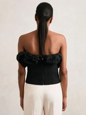 REISS Sculptural Strapless Top