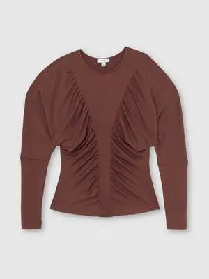 REISS Ruched Jersey Long-sleeve Top