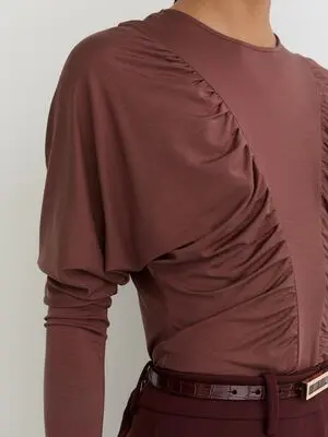 REISS Ruched Jersey Long-sleeve Top