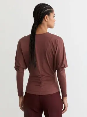 REISS Ruched Jersey Long-sleeve Top