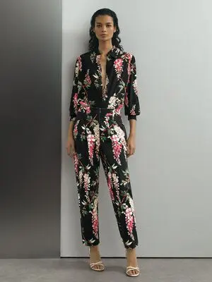 ATELIER Silk Chiffon Floral Print Shirt