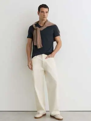 REISS Cotton V-neck Tailored-fit T-shirt - Navy