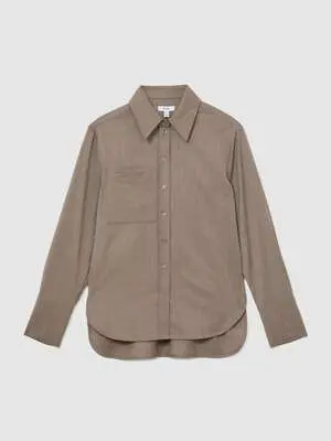 REISS Wool-blend Long-sleeve Shirt - Neutral