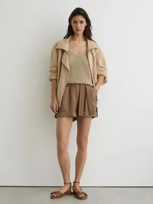 REISS Belted Button-tab Shorts