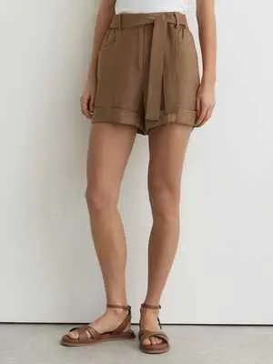 REISS Belted Button-tab Shorts