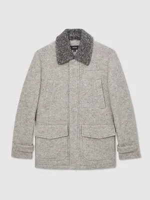 REISS Atelier Wool-cotton Herringbone Jacket