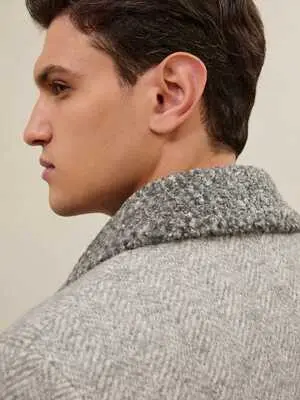 REISS Atelier Wool-cotton Herringbone Jacket