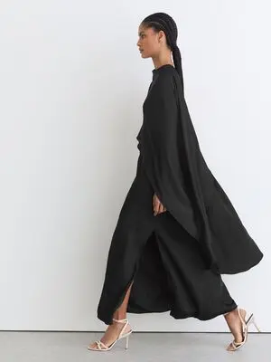 REISS Asymmetric Cape-detail Maxi Dress - Black