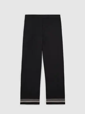 REISS Cotton Stripe-detail Tapered Trousers - Black/ivory