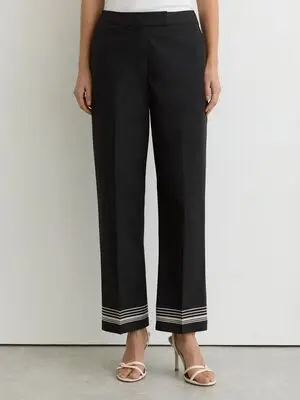REISS Cotton Stripe-detail Tapered Trousers - Black/ivory