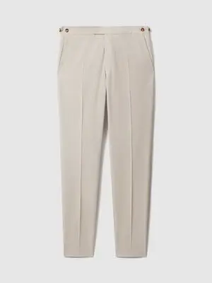 REISS Slim Fit Side Adjuster Trousers - Stone
