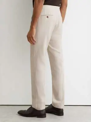 REISS Slim Fit Side Adjuster Trousers - Stone