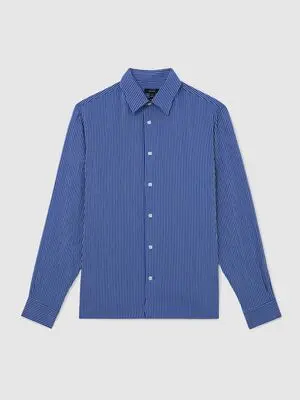 REISS Blue & White Pinstripe Long-sleeve Regular-fit Shirt - Blue/white