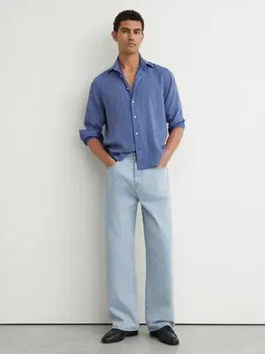REISS Blue & White Pinstripe Long-sleeve Regular-fit Shirt - Blue/white
