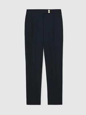 REISS Tapered Button-detail Trousers