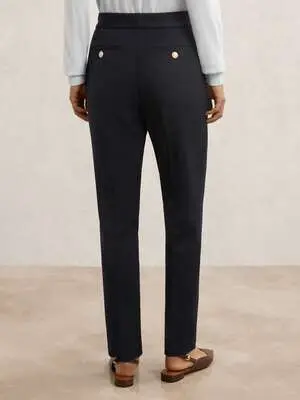 REISS Tapered Button-detail Trousers