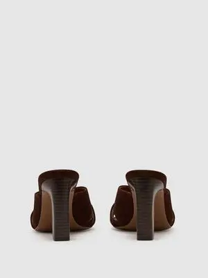 REISS Suede Cross-strap Block-heel Mules
