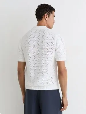 REISS Pointelle-knit Cuban-collar Shirt