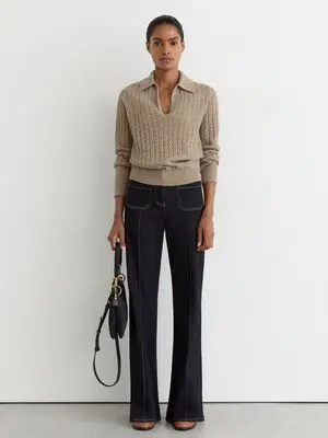 REISS Wool-cashmere Cable-knit Collared Jumper