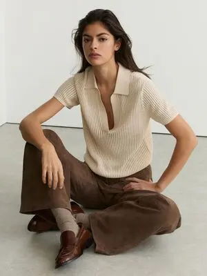 REISS Suede Patch-pocket Flared Trousers - Taupe Neutral