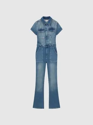 Good American Denim Bootcut Jumpsuit Cotton Plain