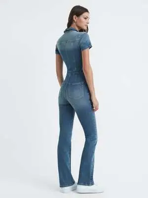 Good American Denim Bootcut Jumpsuit Cotton Plain