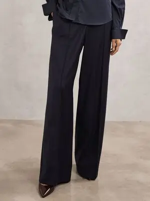 REISS Wool-blend Pinstripe Wide-leg Trousers