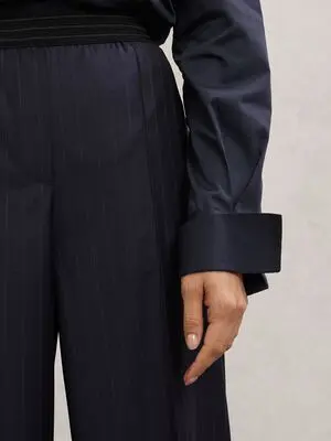 REISS Wool-blend Pinstripe Wide-leg Trousers