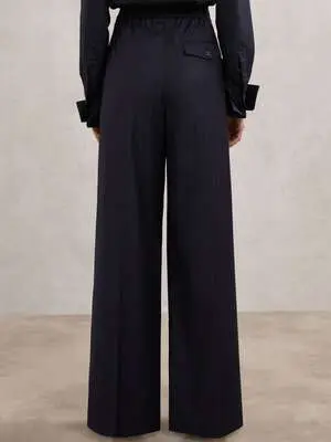 REISS Wool-blend Pinstripe Wide-leg Trousers