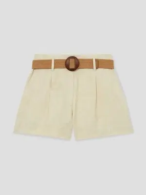 REISS Jacquard Belted Shorts With Linen