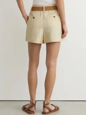 REISS Jacquard Belted Shorts With Linen
