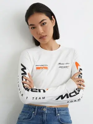 REISS X Mclaren F1 Team Racing Logo-print Cropped Top - White