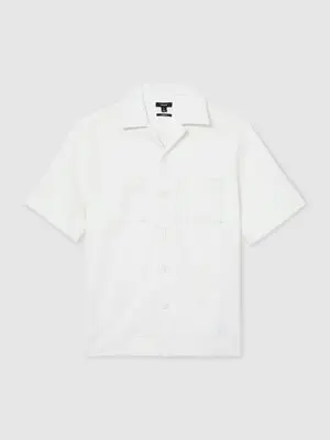 REISS Ribbed Cuban-collar Shirt - White