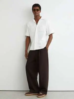 REISS Ribbed Cuban-collar Shirt - White