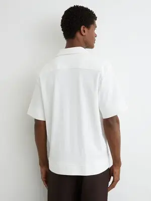 REISS Ribbed Cuban-collar Shirt - White