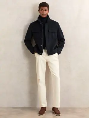 REISS Wool Blend Twin Pocket Zipped Jacket