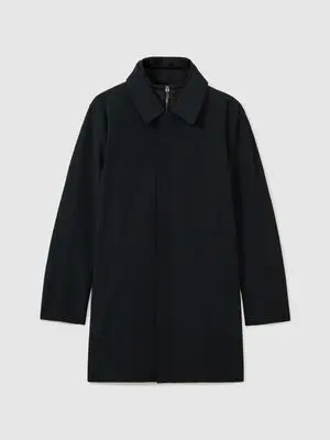 REISS Logan Hybrid Removable Funnel Neck Overcoat - Navy