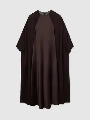 ATELIER Satin Cape Maxi Dress - Grape