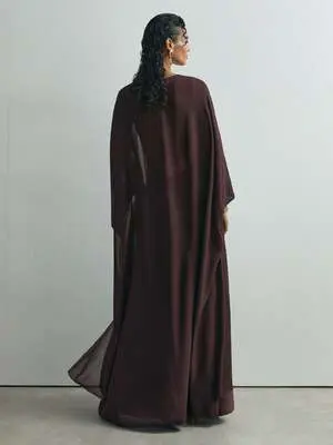 ATELIER Satin Cape Maxi Dress - Grape