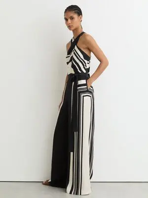 REISS Scarf-print Belted Wide-leg Jumpsuit