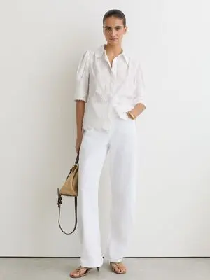 REISS Cotton Floral-embroidered Shirt