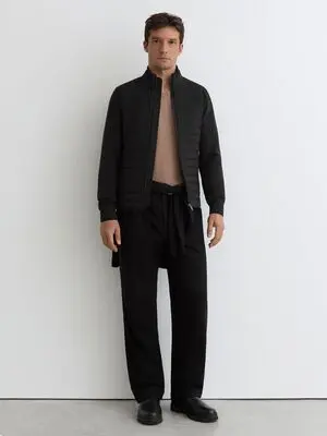 REISS Hybrid Interlock-jersey Quilted Jacket