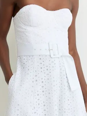 REISS Lace Strapless Bustier Midi Dress