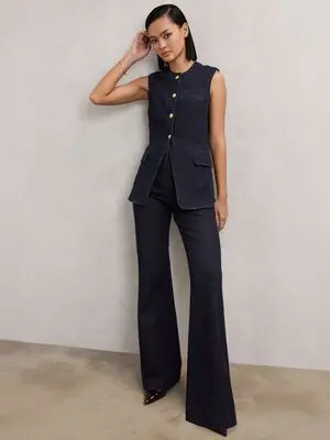 REISS Denim Long-line Waistcoat