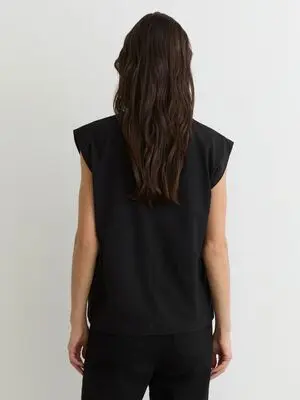 REISS Cotton Cap-sleeve T-shirt - Black