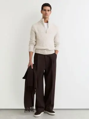 REISS Marled Half-zip Knitted Jumper With Wool