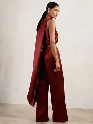 REISS Satin Cape-sash Jumpsuit