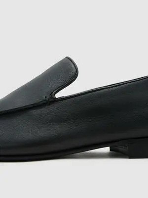 REISS Leather Apron-stitch Loafers - Black