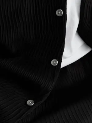 REISS Wave-jacquard Cuban-collar Shirt Regular-fit